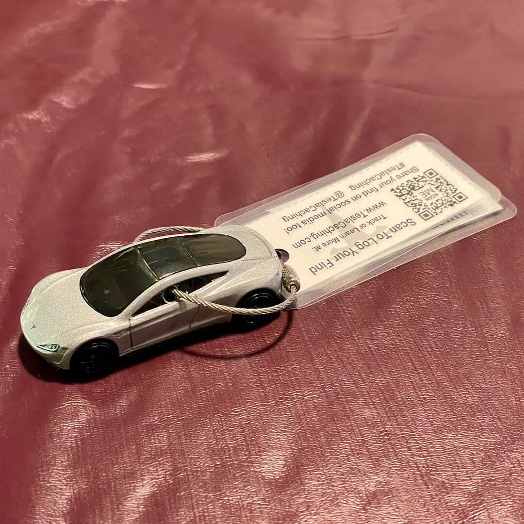 Teslacaching Car With Tag - Silver Tesla Roadster "2020" RANDOM NAME - Etsy