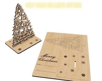 Christmas Card Laser Cut Files, Christmas Tree Gift, Christmas Souvenir ...