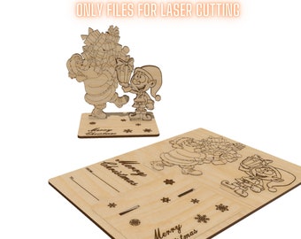 Christmas Card Laser Cut Files, Christmas Tree Gift, Christmas Souvenir ...