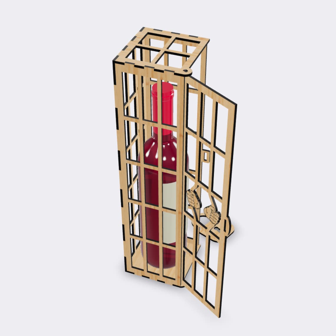 Wine Gift Box in Prison. Laser Cut Files SVG, DXF, CDR Vector Plans ...