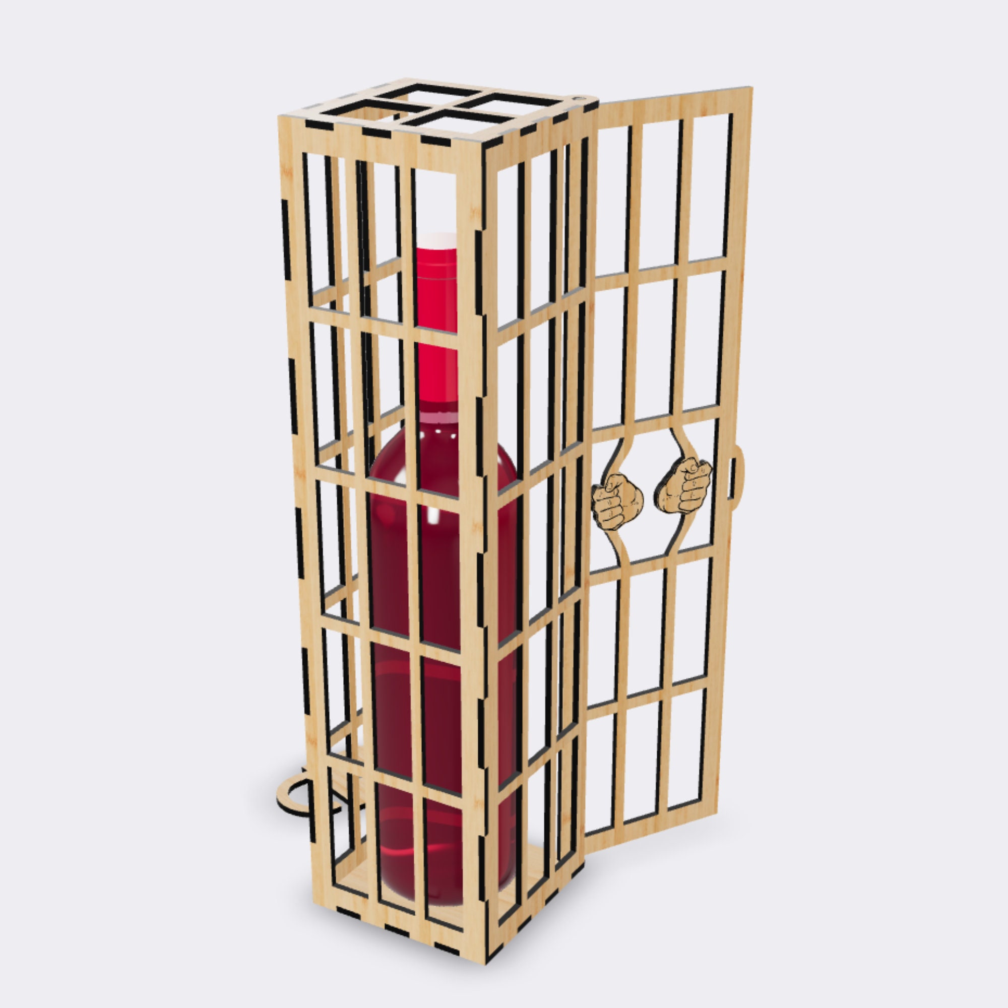 Wine Gift Box in Prison. Laser Cut Files SVG, DXF, CDR Vector Plans ...