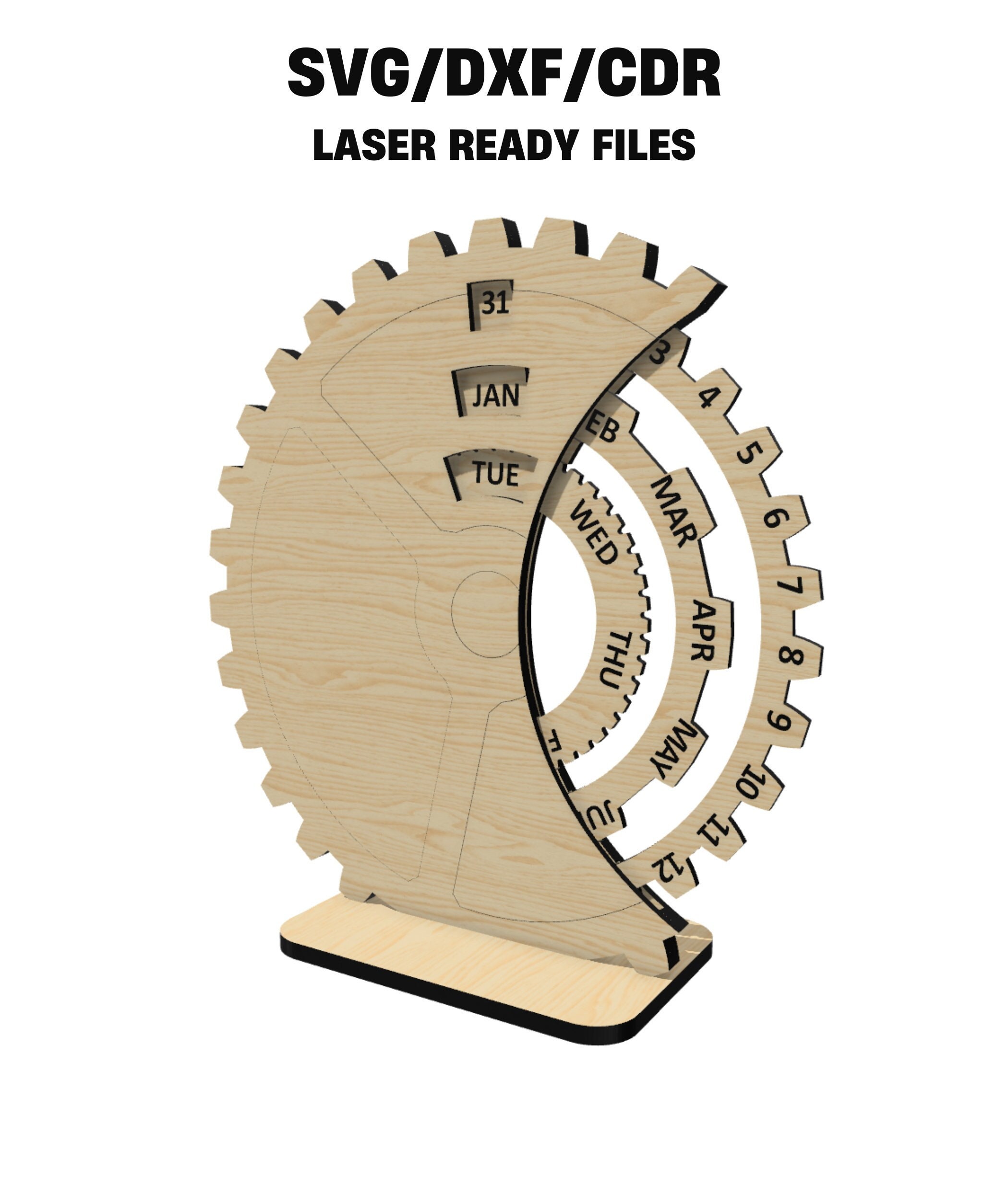 Calendar Laser Cut File, Perpetual Calendar Vector, CNC Cut, SVG, Cnc ...
