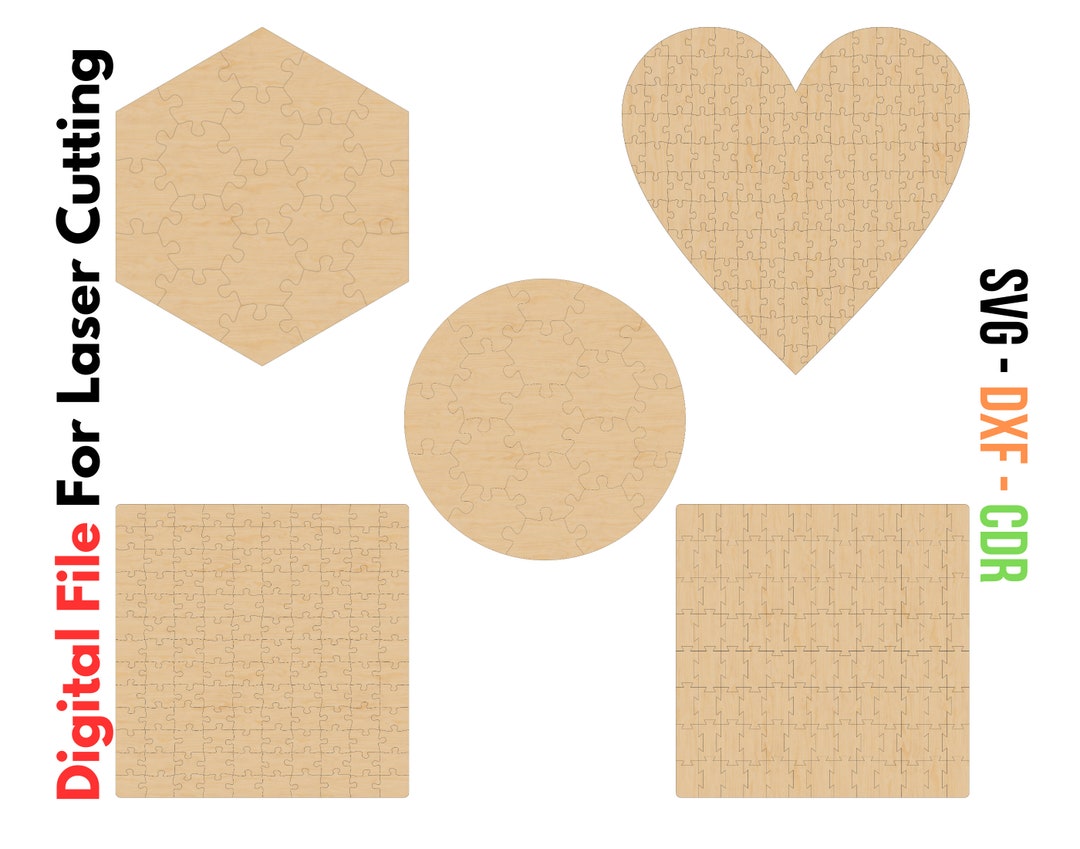 Laser Cut Puzzle File Set of 5 SVG Bundle Puzzles. Xtool Puzzles ...