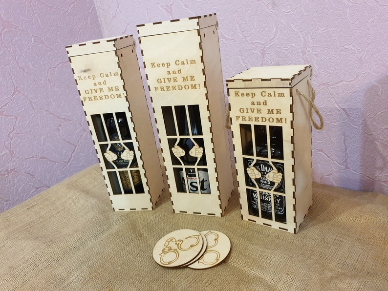 Set of Three Imprisoned Boxes. Champagne Box+ Wine Box+ Whisky Box. 3mm ...