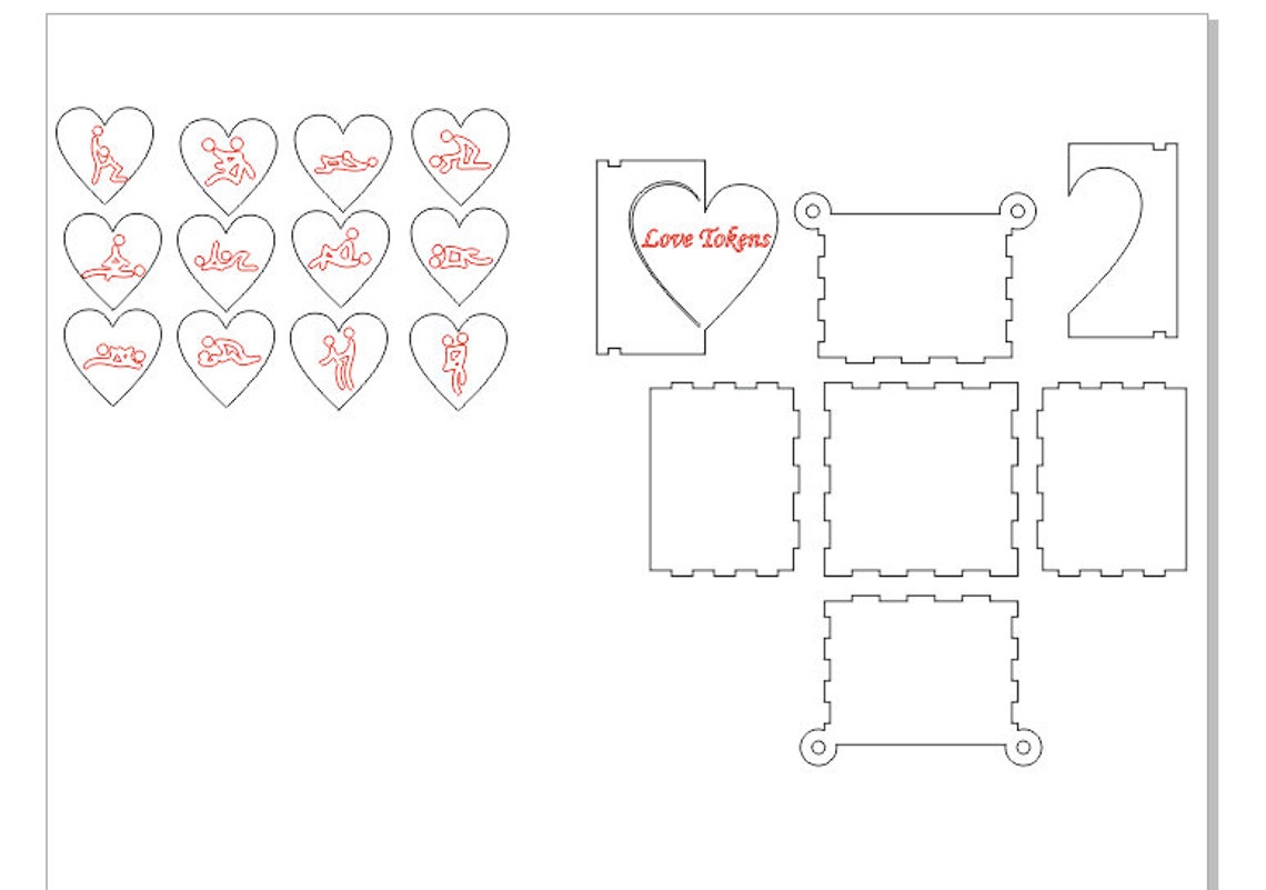 12 Love Tokens in a Box SVG CDR DXF | Tokens | Love Coupons | for Her ...