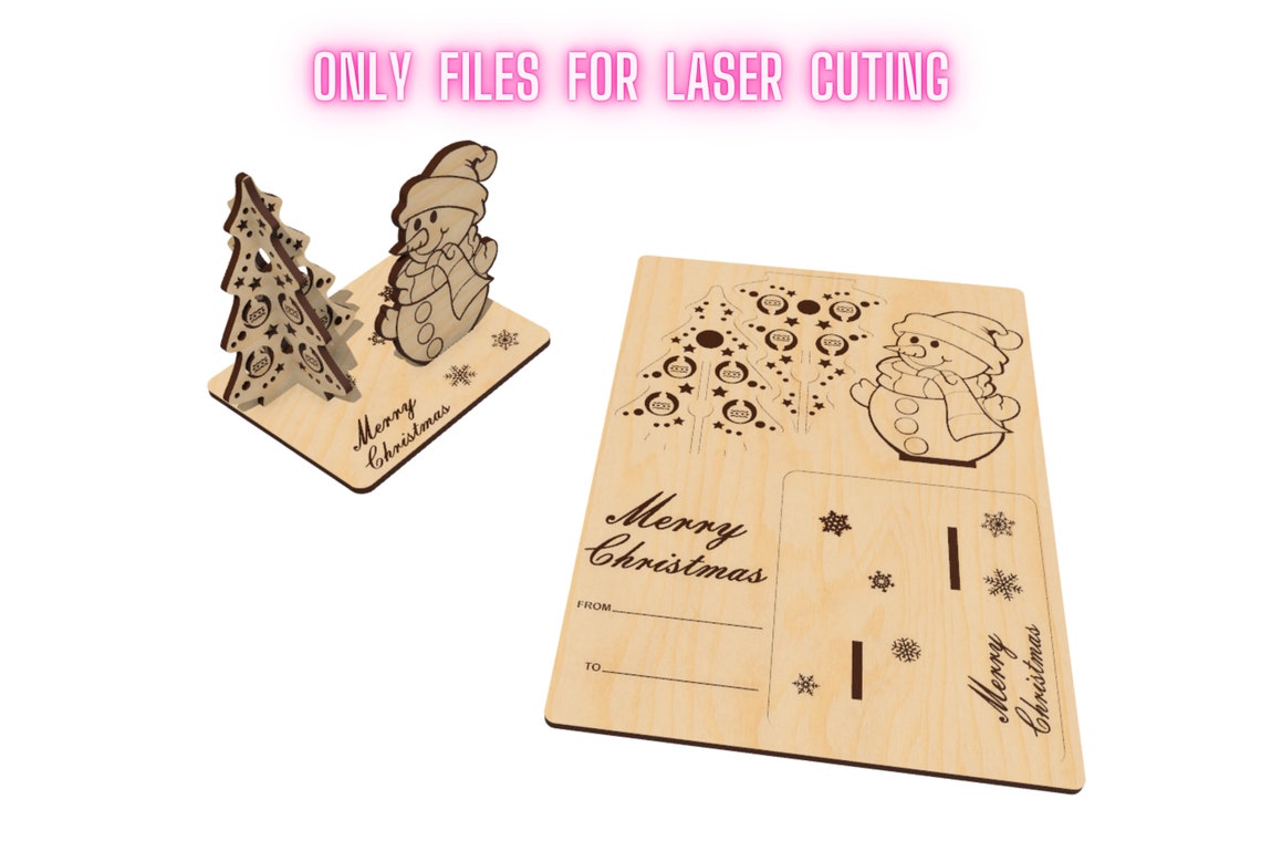 Christmas Card Laser Cut Files, Christmas Tree Gift, Christmas Souvenir ...
