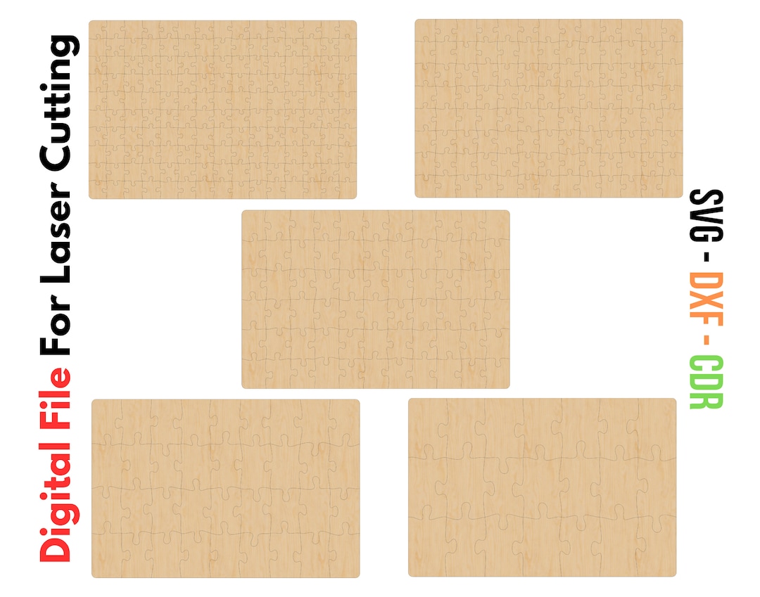 Laser Cut Puzzle File Set of 5 SVG Rectangle Puzzles. Xtool Puzzles ...