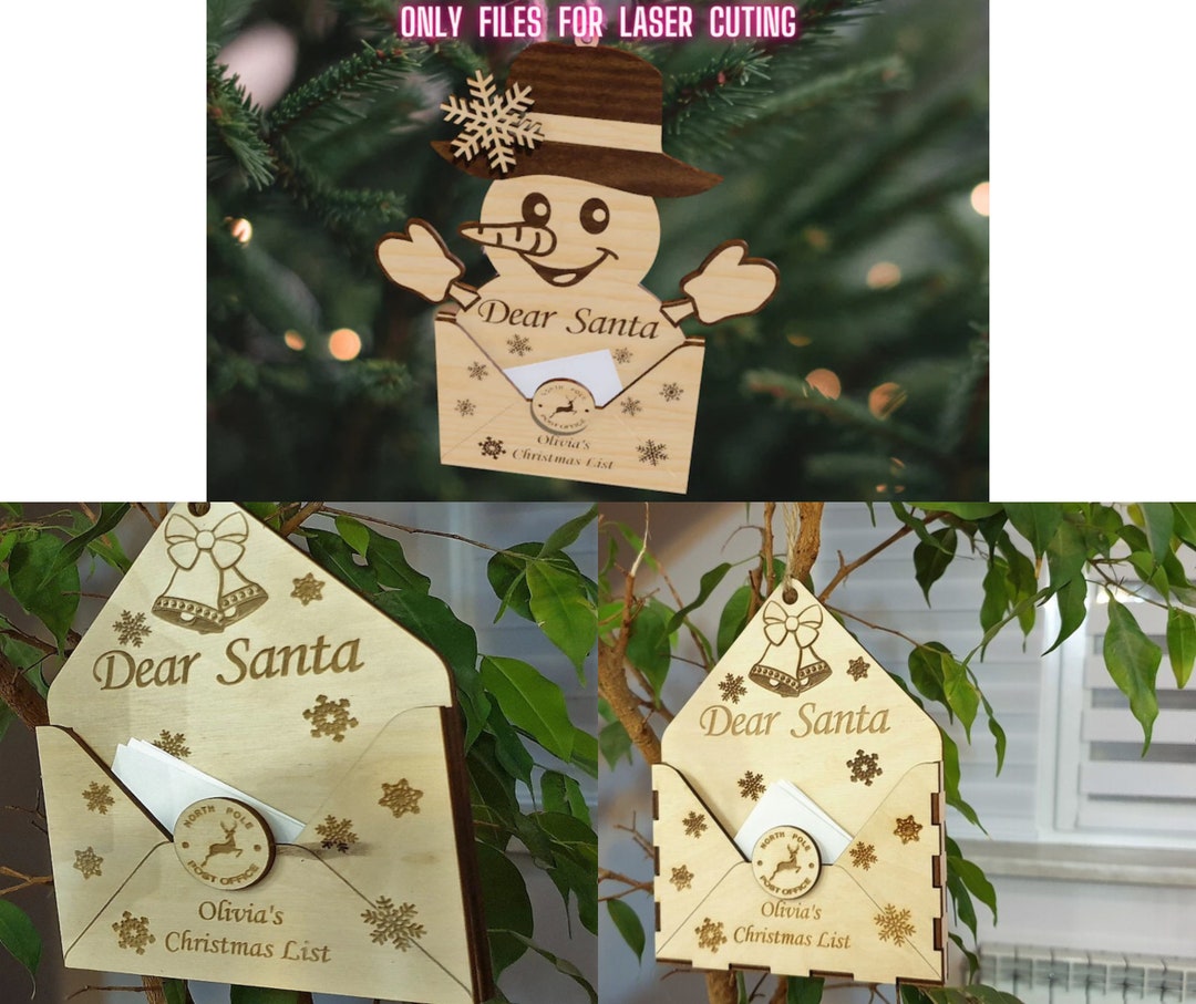 Letter to Santa Set Ornament SVG CDR DXF | Santa Wish List Ornamen ...