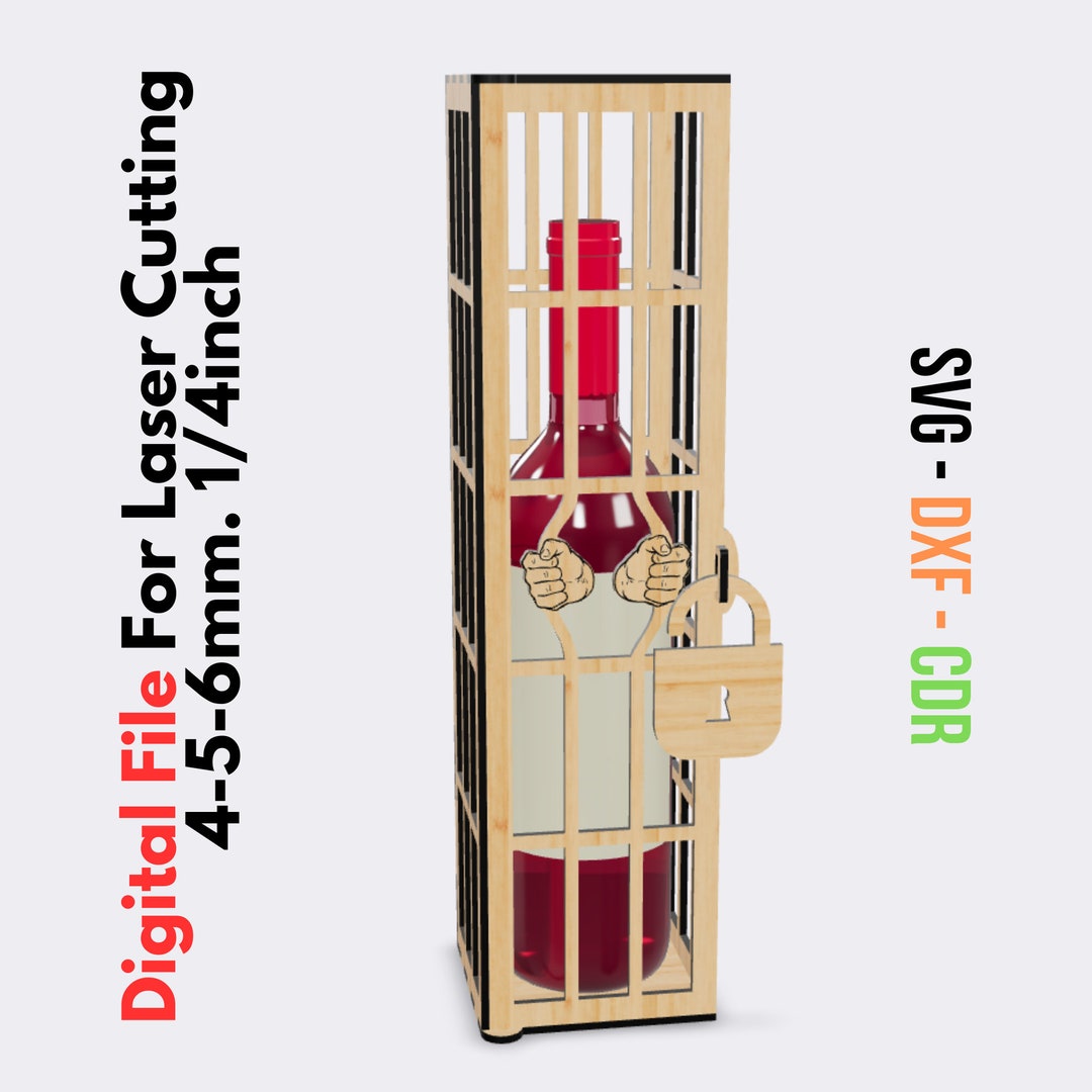 Wine Gift Box in Prison. Laser Cut Files SVG, DXF, CDR Vector Plans ...
