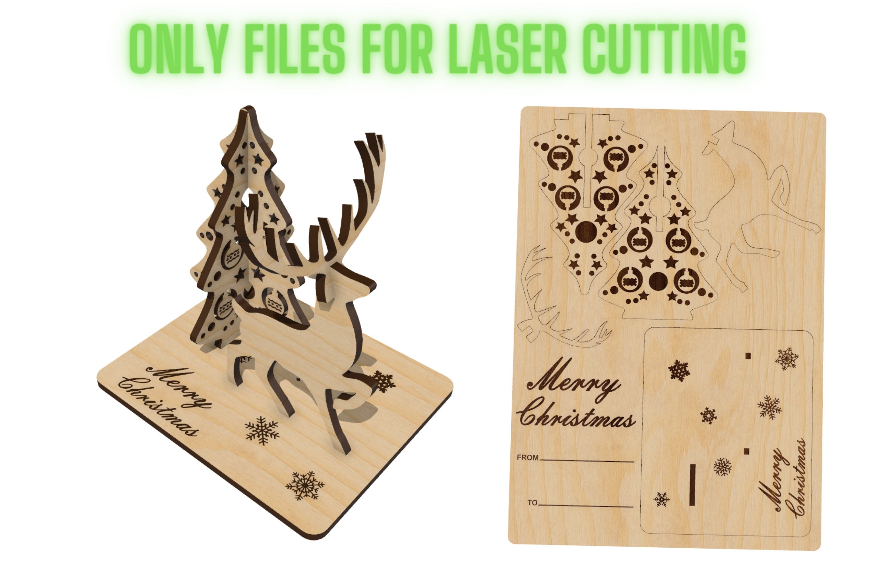 Christmas Card Laser Cut Files Christmas Tree Gift Christmas - Etsy