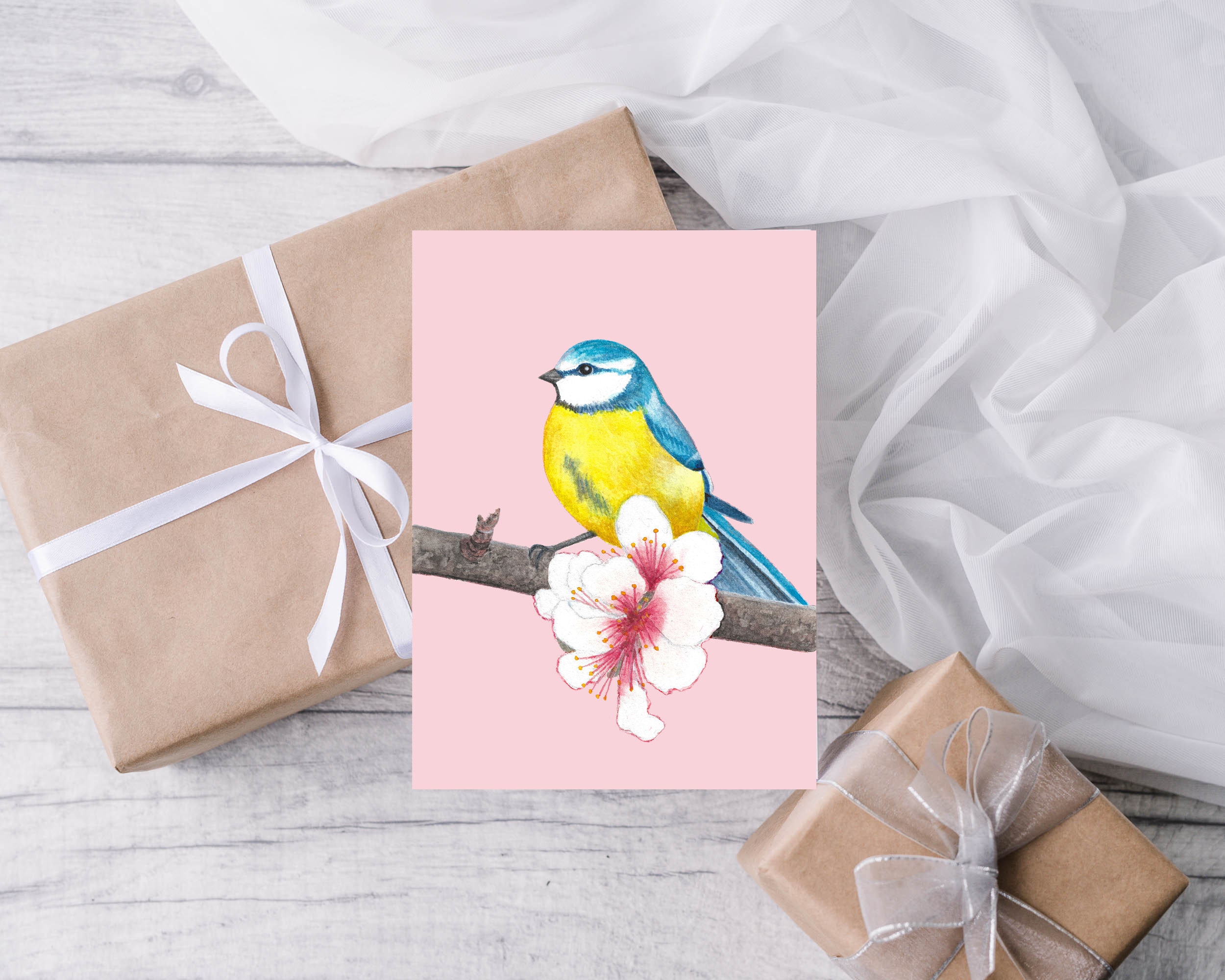 Handmade Spring Themed Greeting Card, Spring Birthday Card, Spring Bird ...
