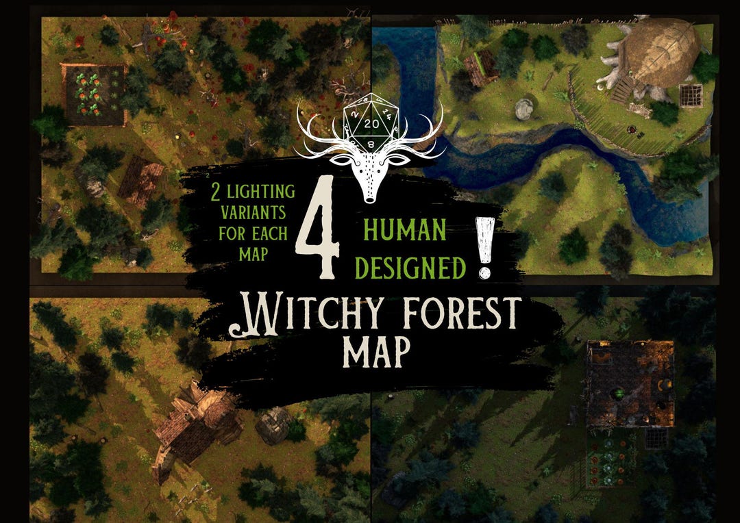 Witchy Forest Maps | Witches Huts | Human Designed | Dnd Battle Map ...