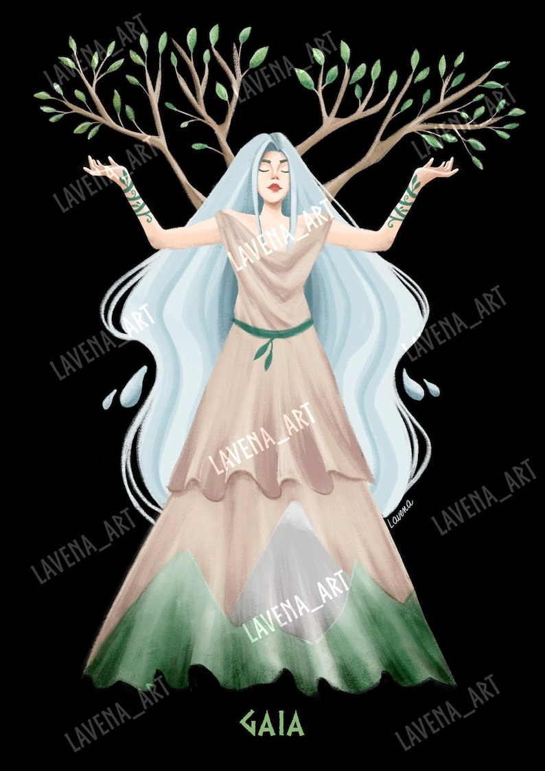 Gaia Goddess Art Print | Mother Earth Goddess | Gaia | Folk Art | Pagan ...