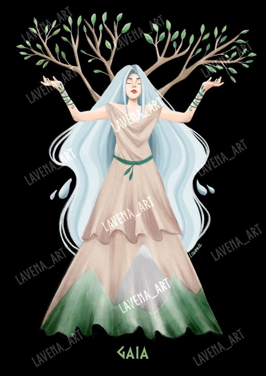 Gaia Goddess Art Print | Mother Earth Goddess | Gaia | Folk Art | Pagan ...