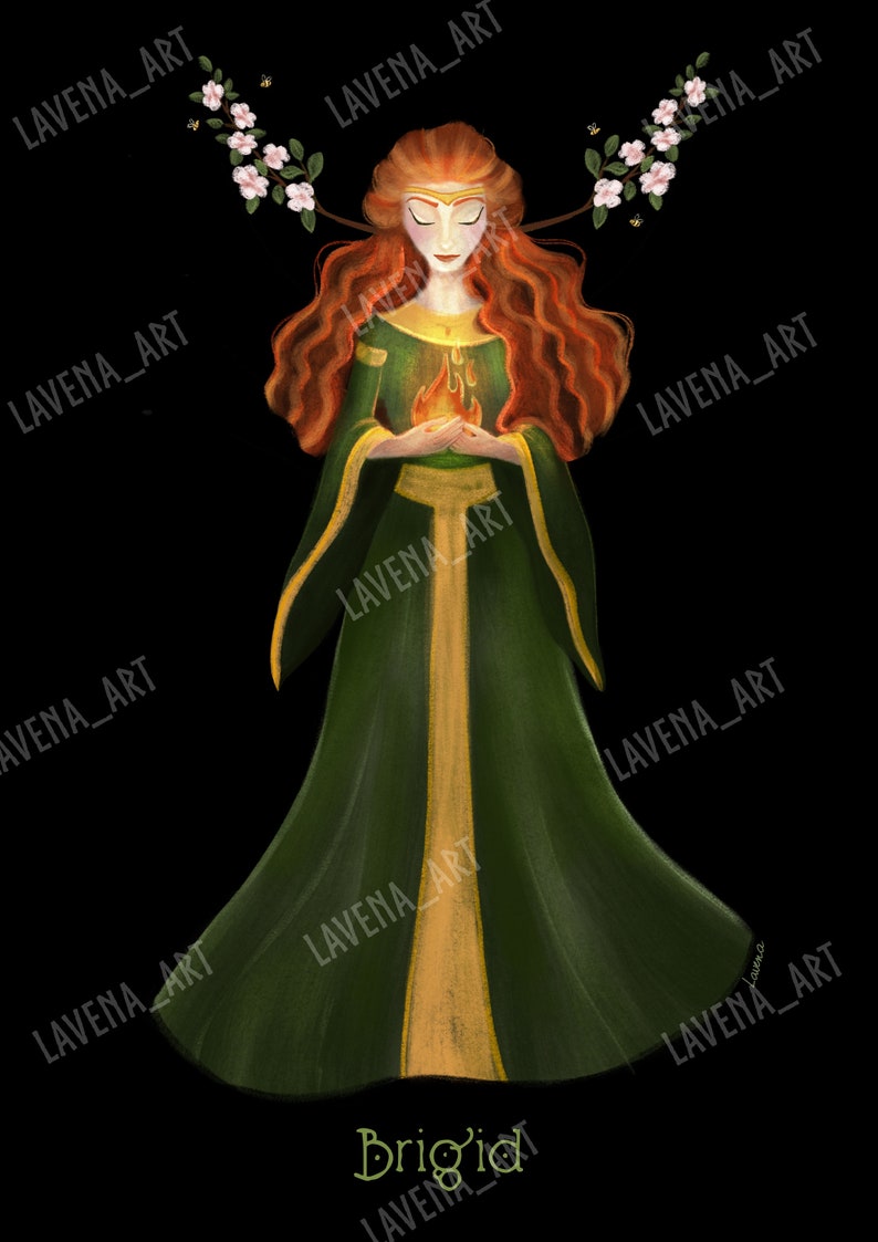Brigid Goddess Art Print | Brigid Art Print | Irish Goddess Poster | Celtic Goddess | Pagan ...