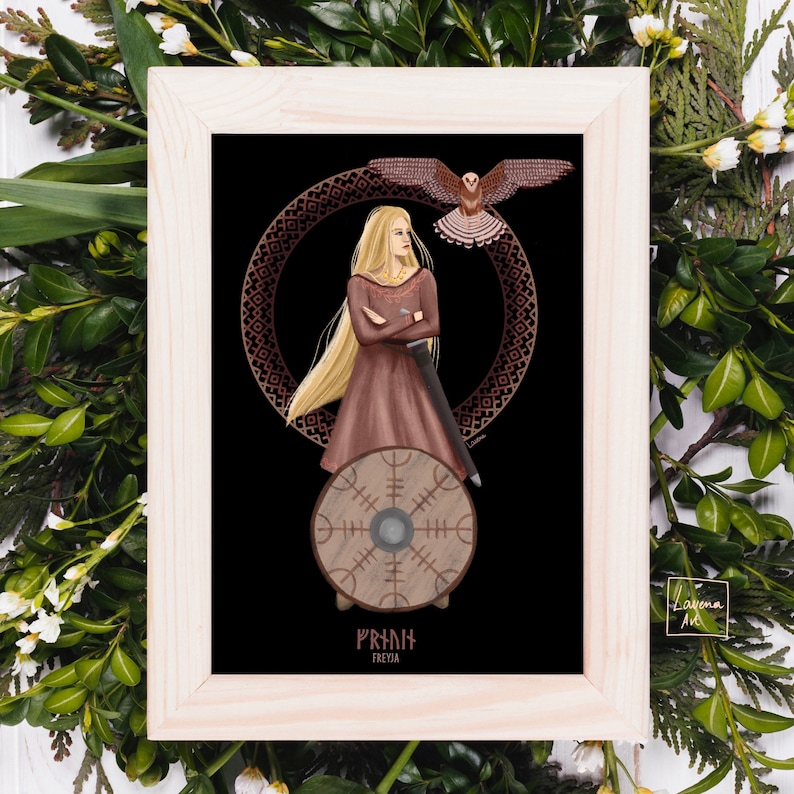 Freya Art Print V.3b | Freyja Pagan Norse Goddess Poster | Viking Gods ...