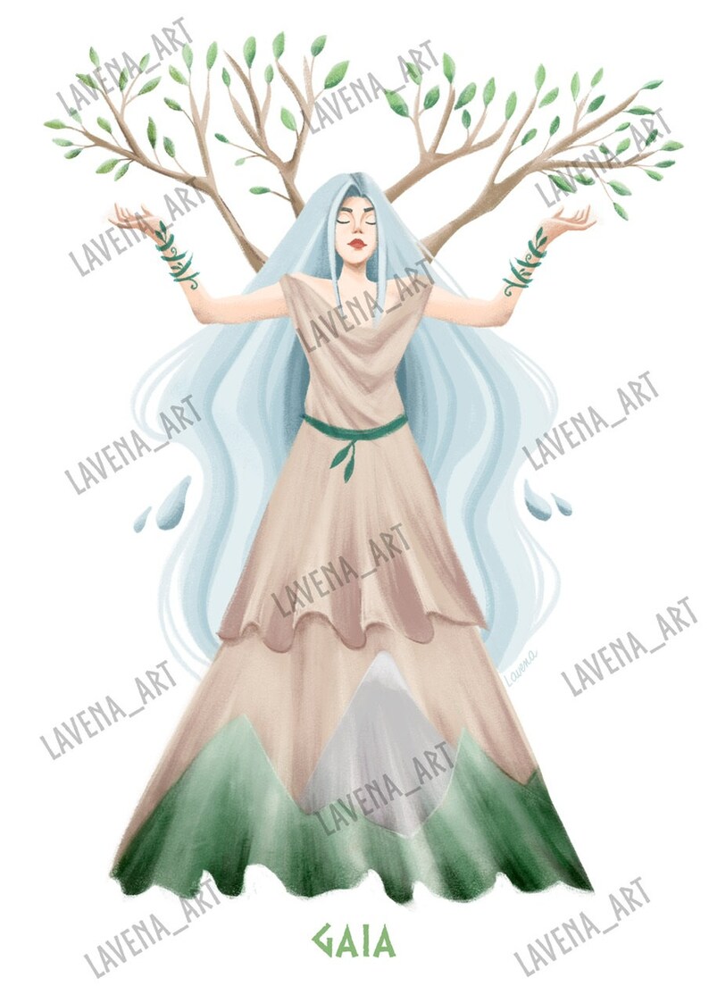 Gaia Goddess Art Print | Mother Earth Goddess | Gaia | Folk Art | Pagan ...