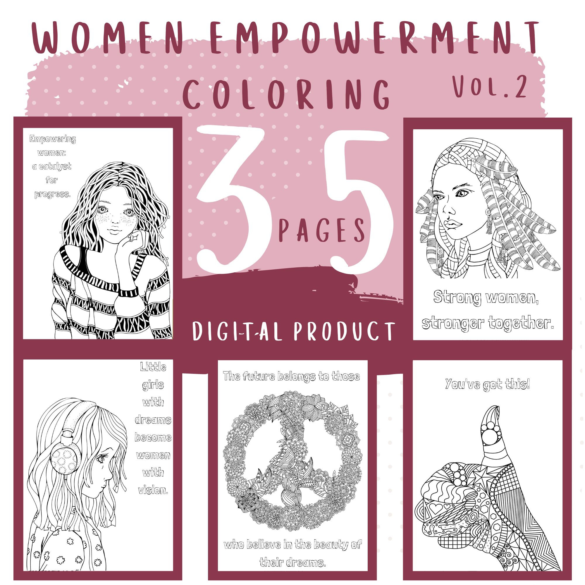 Woman Empowerment Coloring Cosy Coloring Women Printable Illustration ...