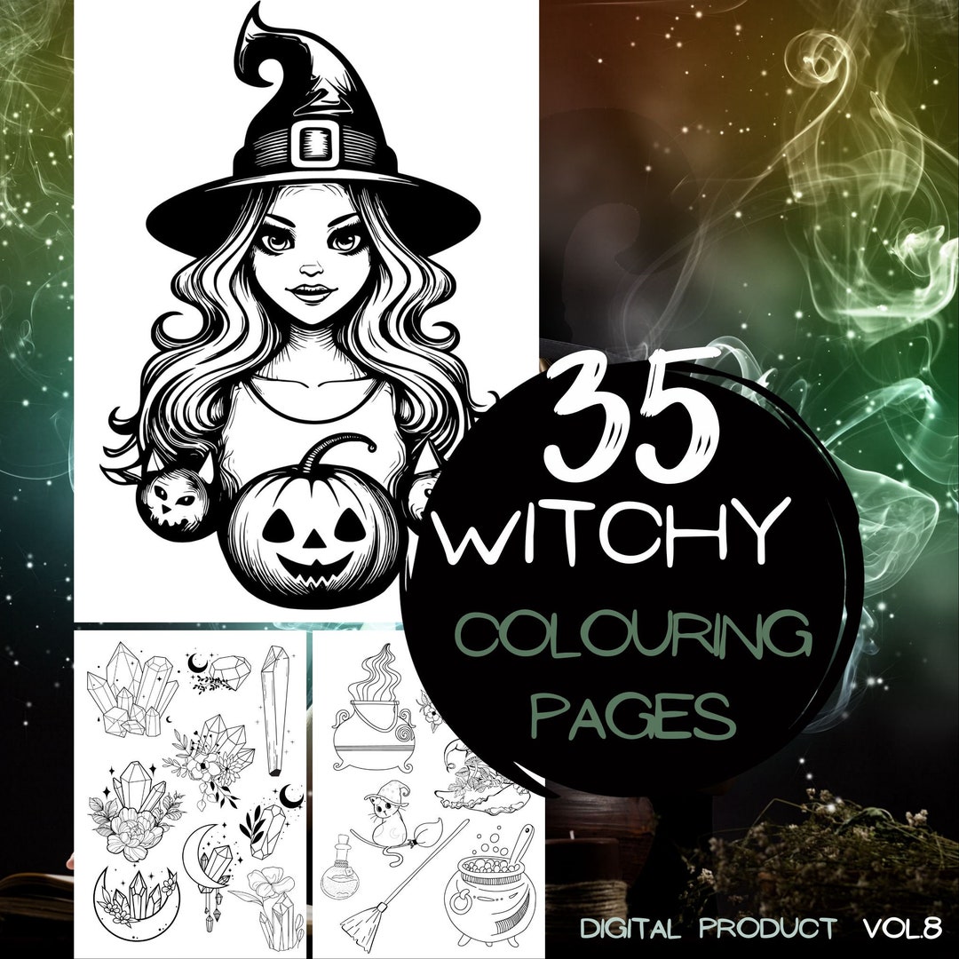 Cute Witch Coloring Pages | Witchy Children Coloring Page | Wands ...