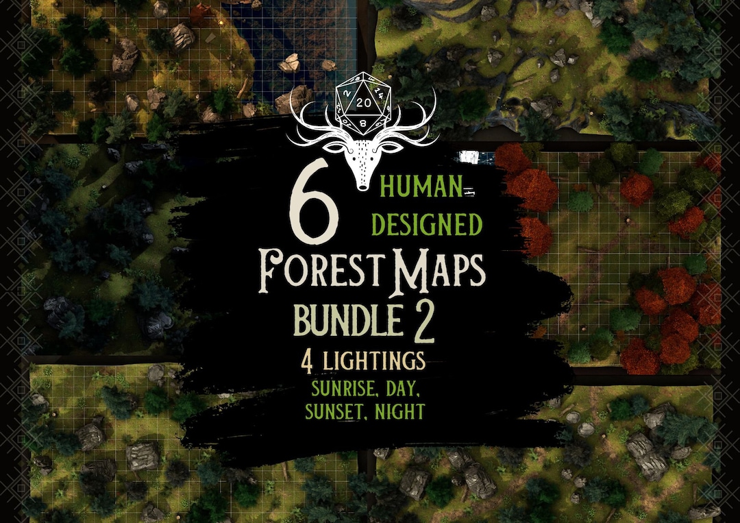 Forest Dnd Battle Maps Bundle | Human Designed Map| Night D&D Digital ...