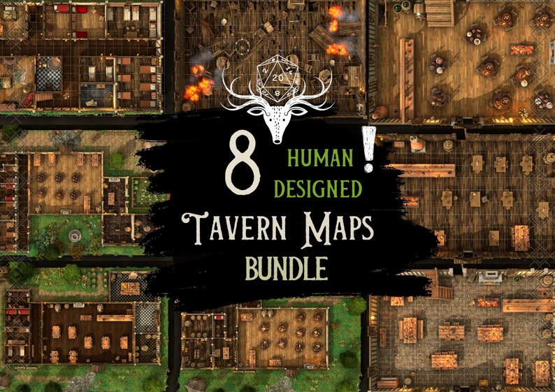 Tavern Maps Pack, 8 Maps Bundle | Human Designed Dnd Battle Map | D&D ...