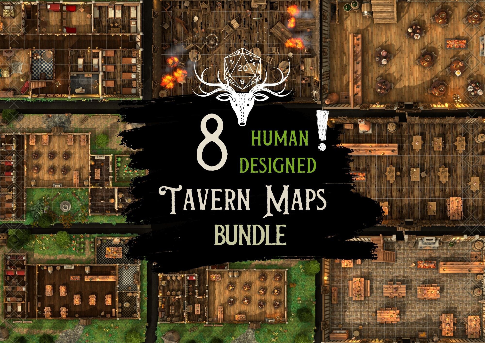 Tavern Maps Pack, 8 Maps Bundle Human Designed Dnd Battle Map D&D ...