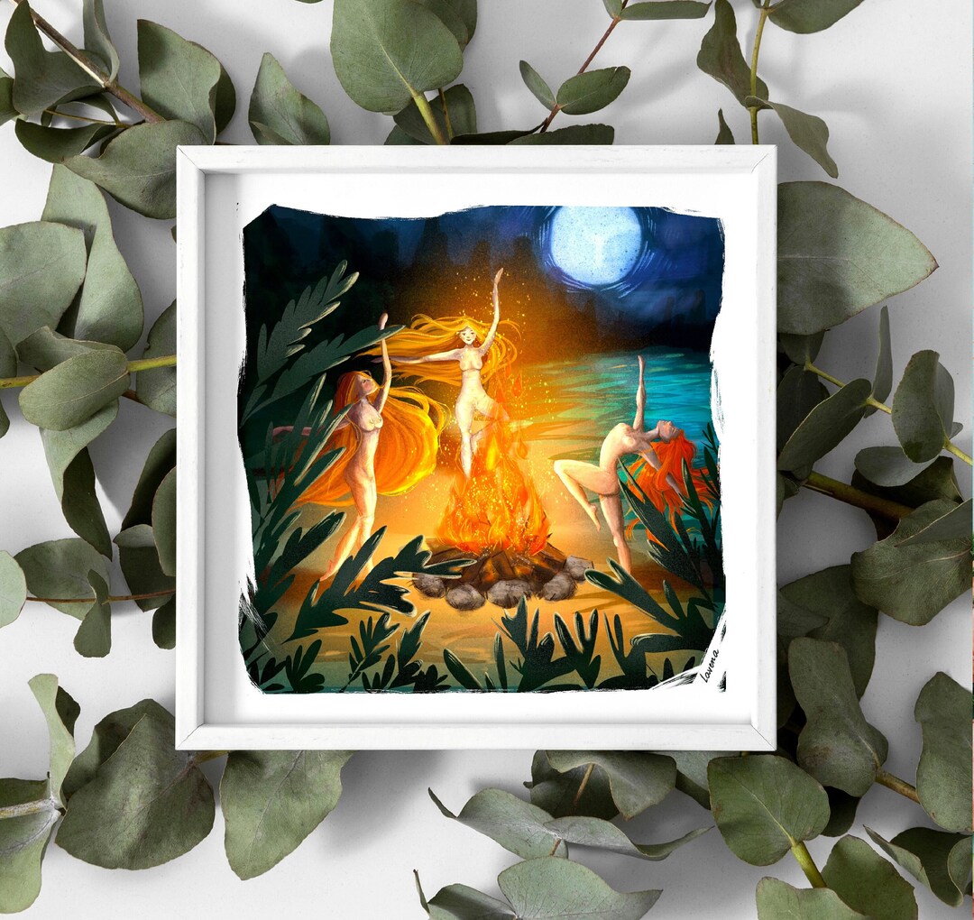 Rusalki Art Print | Dancing Slavic Women Art | Rusalka Art Painting ...