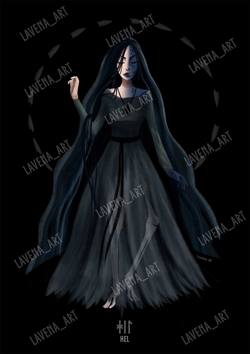 Hel Goddess Art Print | Death Goddess | Norse Underworld Goddess Poster ...