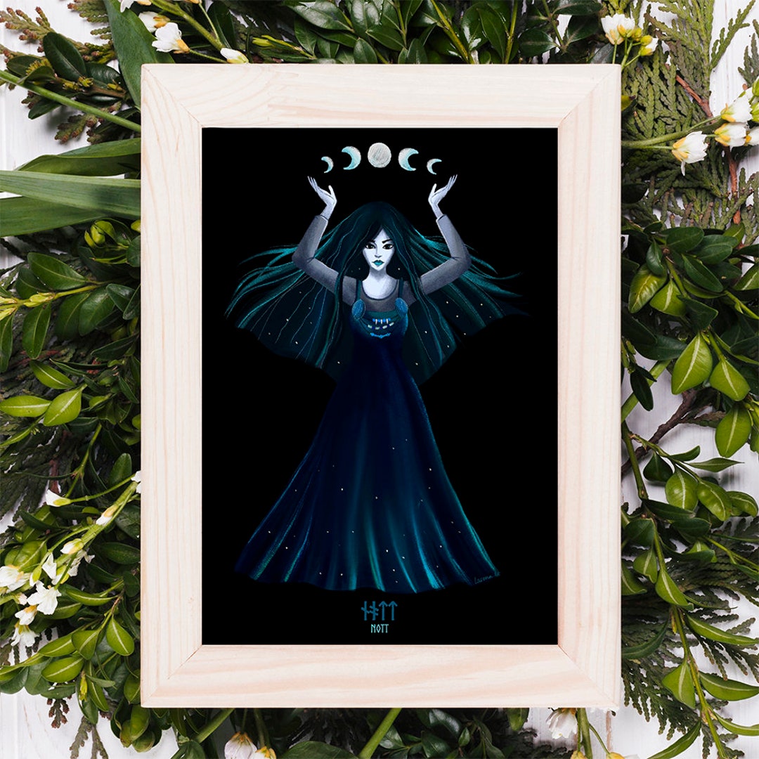 Nott Goddess Art Print | Night Goddess | Norse Goddess Poster | Viking ...