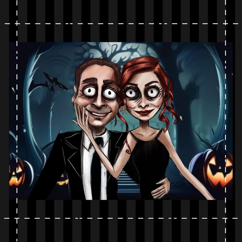 Nightmare Portrait Tim Burton Style Portrait Comissioned Custom ...