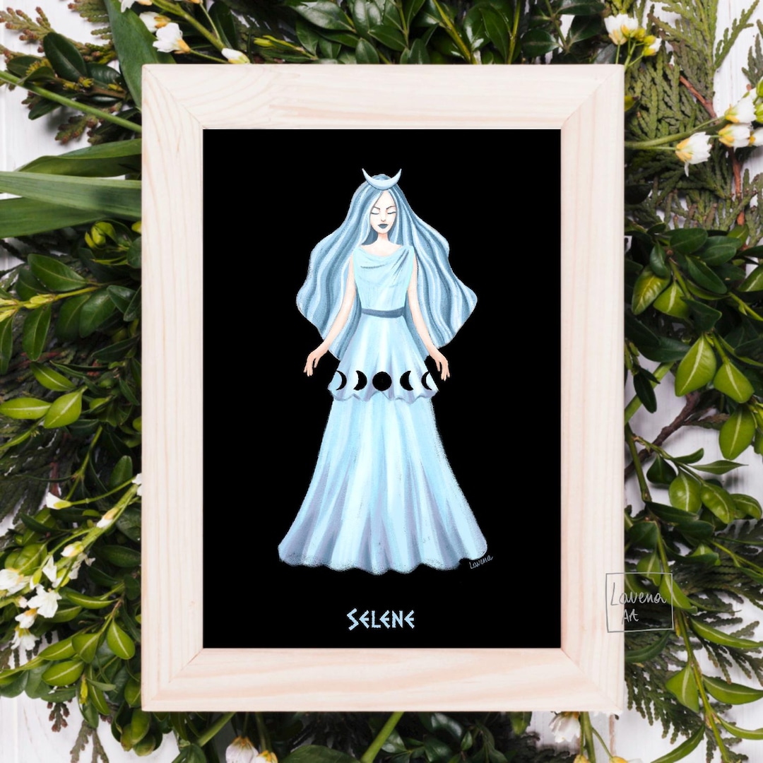 Selene Goddess | Selene Art Print | Moon Goddess | Night Goddess | Folk ...