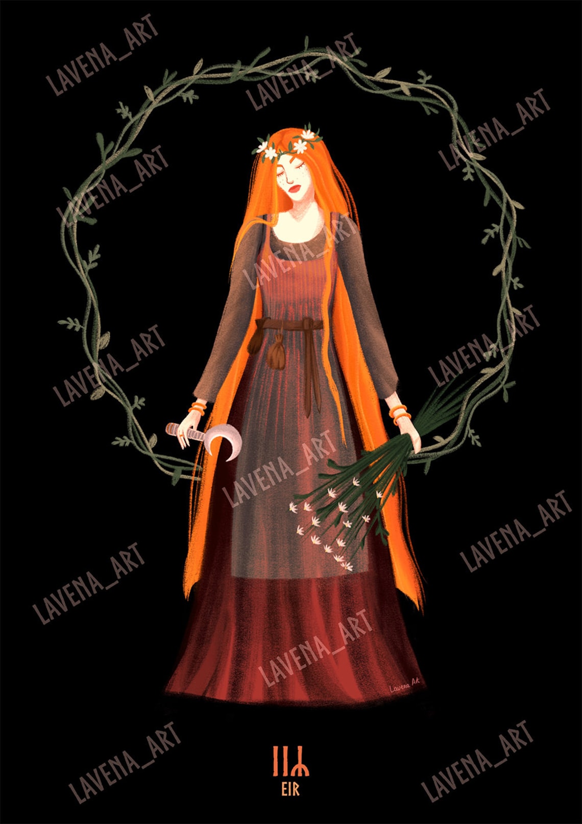 Eir Art Print V. 1A | Norse Goddess Poster | Viking Gods | Pagan Wiccan ...