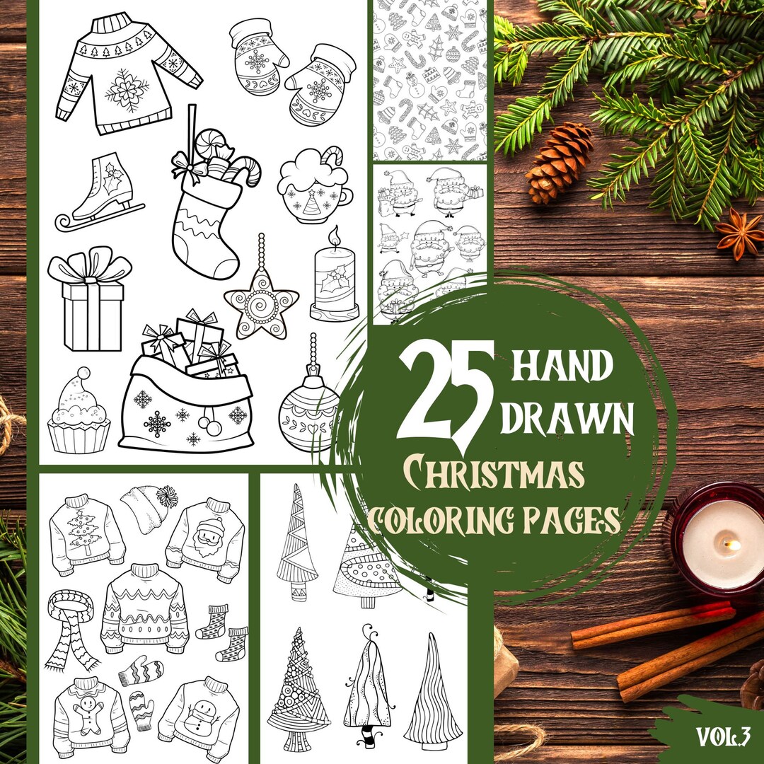 Cute Christmas Coloring Pages Christmas Accessories to Color - Etsy UK