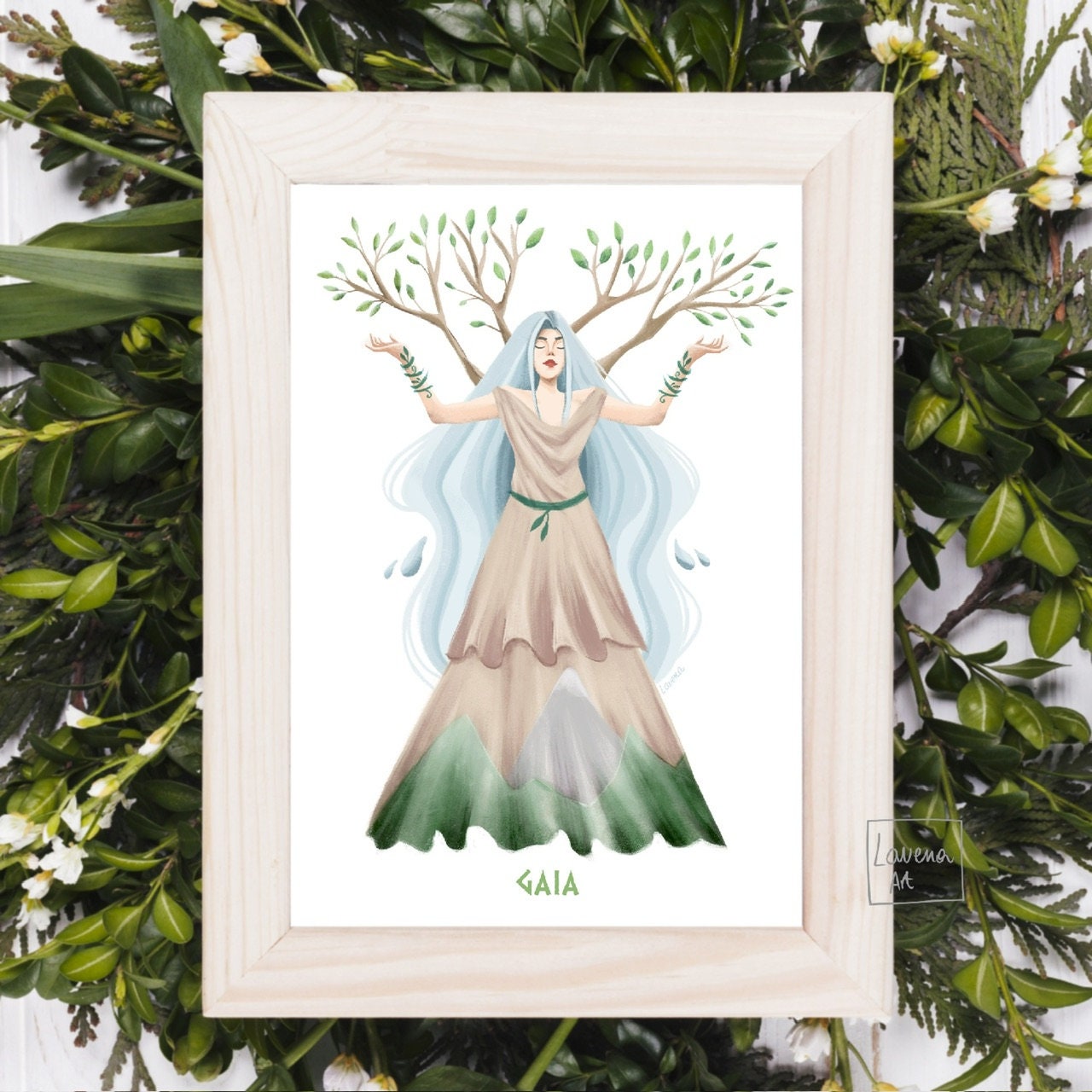 Gaia Goddess Art Print | Mother Earth Goddess | Gaia | Folk Art | Pagan ...