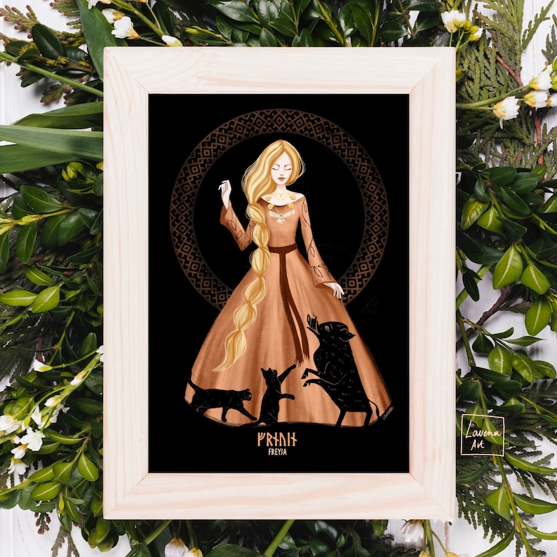Freya Art Print V.2 | Freyja Norse Goddess Poster | Viking Gods | Pagan ...