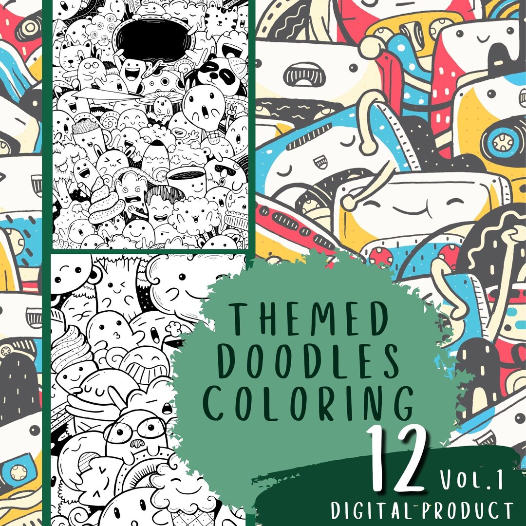 Doodle Colouring, 12 Pages. Vol. 1 | Fun Doodles Colouring Pages ...