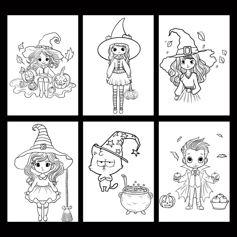 Cute Witch Coloring Pages Witchy Children Coloring Page - Etsy