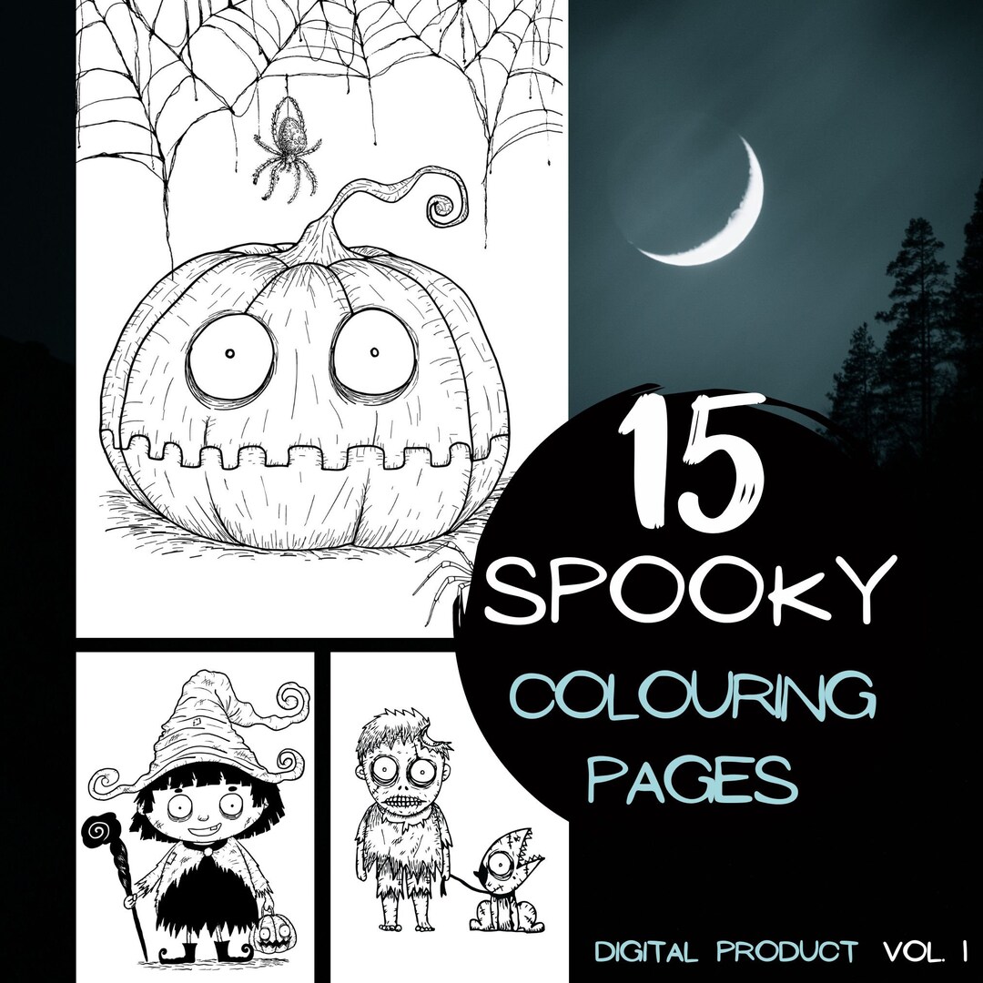 Spooky Coloring Pages Halloween Coloring Pages Spooky - Etsy