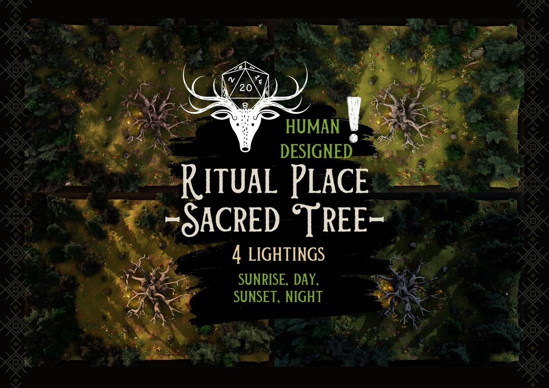 Sacred Tree | Night Map | Sunset Map RPG | Ritual Place Map | Human ...