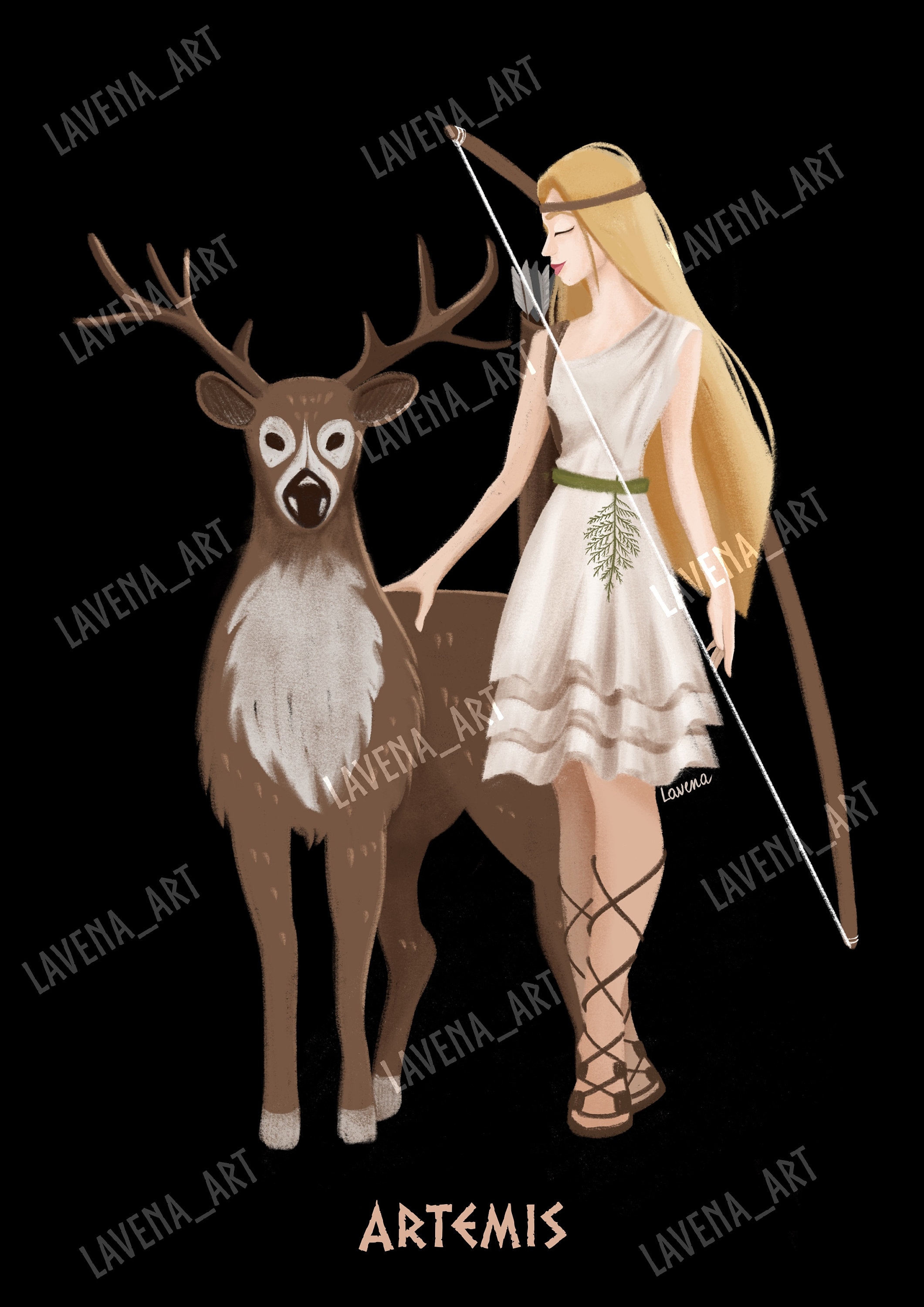 Artemis Art Print | Hunt Goddess | Archery Goddess | Forest Goddess ...