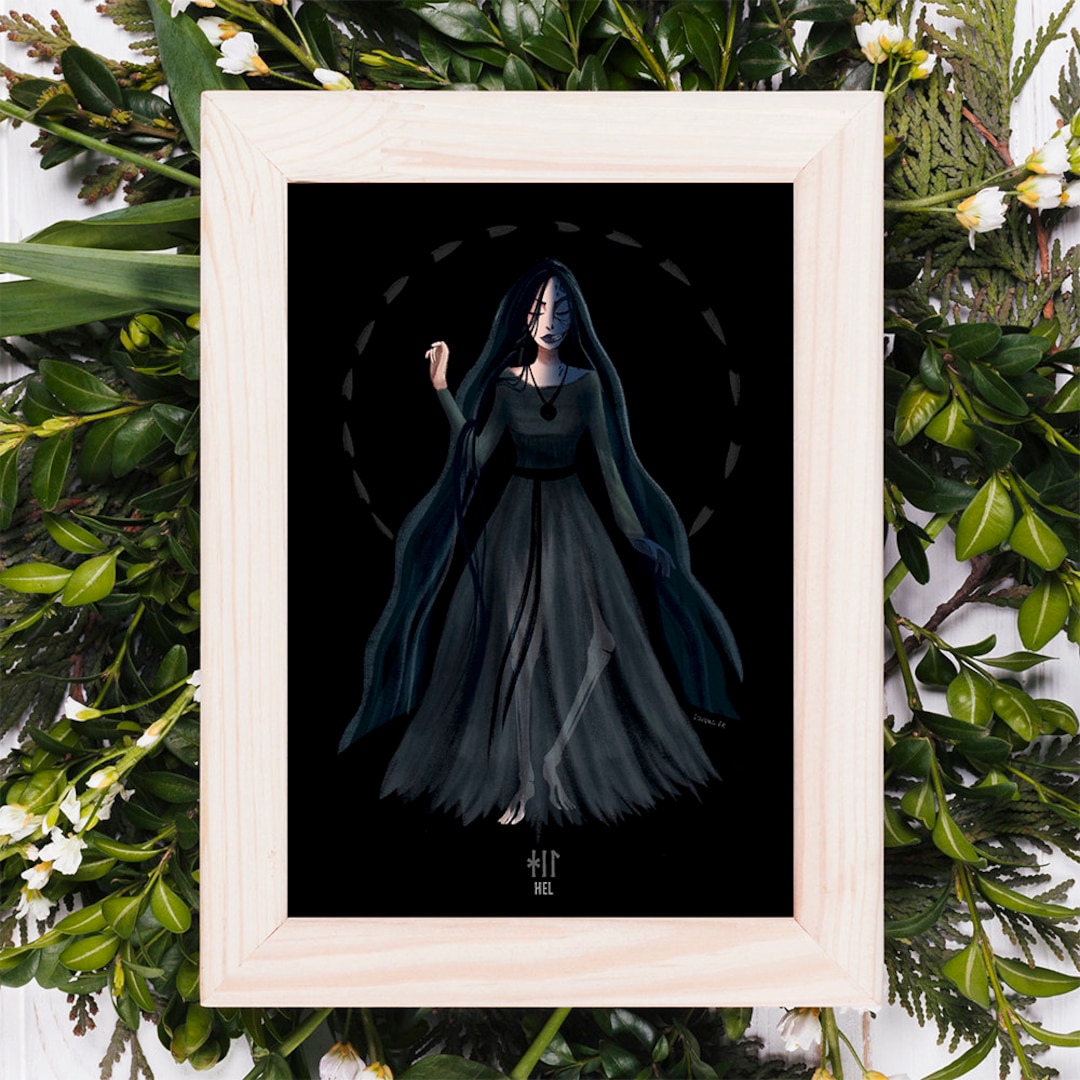 Hel Goddess Art Print | Death Goddess | Norse Underworld Goddess Poster ...