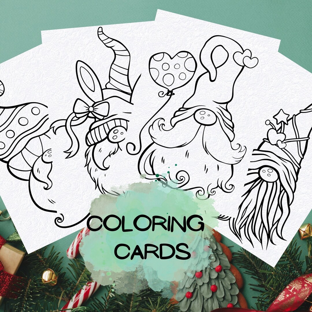 Coloring Christmas Cards Set Colour in Cards Christmas - Etsy