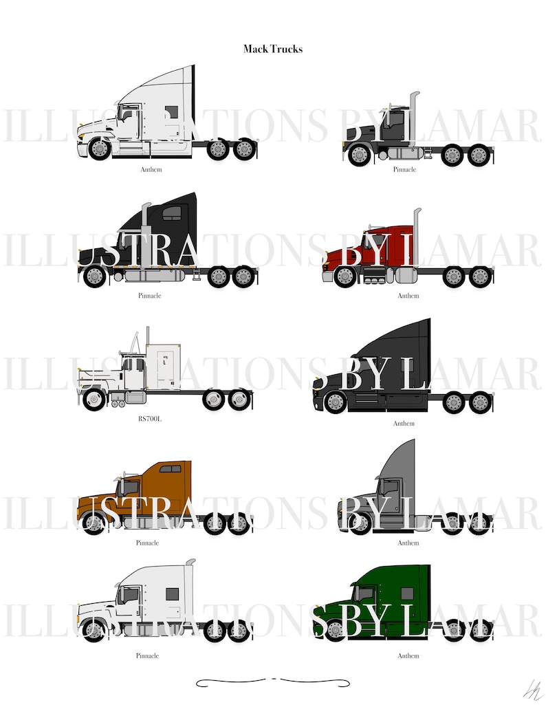 Mack Trucks Poster | Truck Artwork, Big Rigs, Digital Art - Etsy