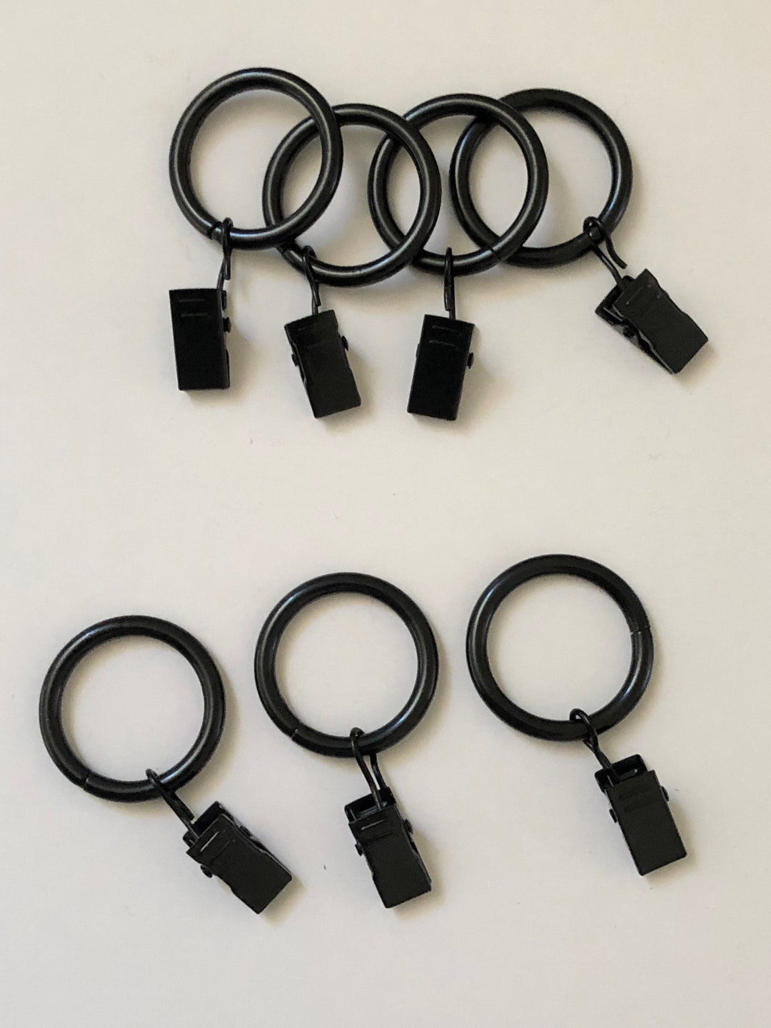 100 Black Metal Finish Café Curtain Rings With Clips - Etsy