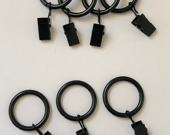 100 Black Metal Finish Café Curtain Rings With Clips - Etsy