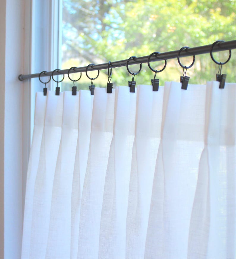 White Linen - Pleated Cafe Curtains - Made With 100% Semi Sheer Linen ...