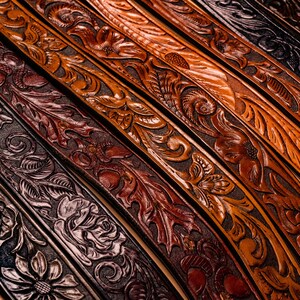 Custom Leather Belt | Beautiful Hand Tooled Leather | Western Floral ...
