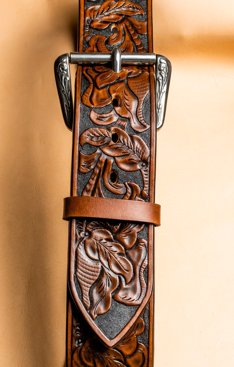 Custom Leather Belt Beautiful Hand Tooled Leather Western - Etsy