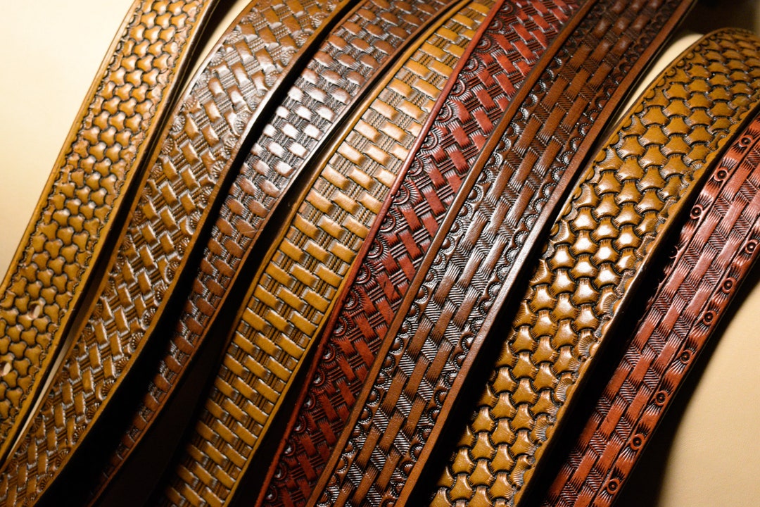 Custom Basketweave Leather Belt | Beautiful Hand Tooled Basketweave ...