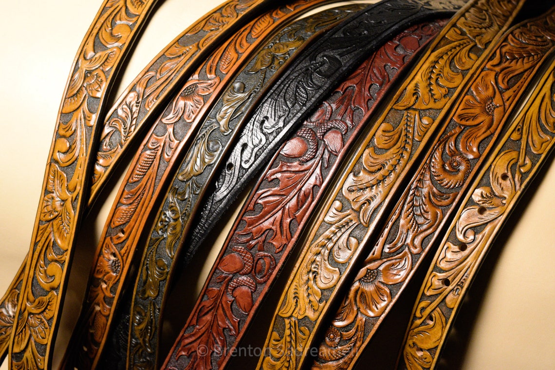 CUSTOM LEATHER BELT | Beautiful Hand Tooled Leather | Western Floral ...